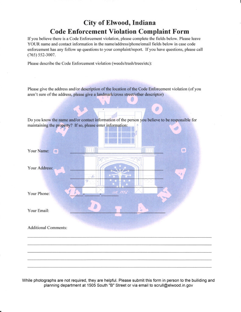 Code Enforcement – Official Website of the City of Elwood, IN